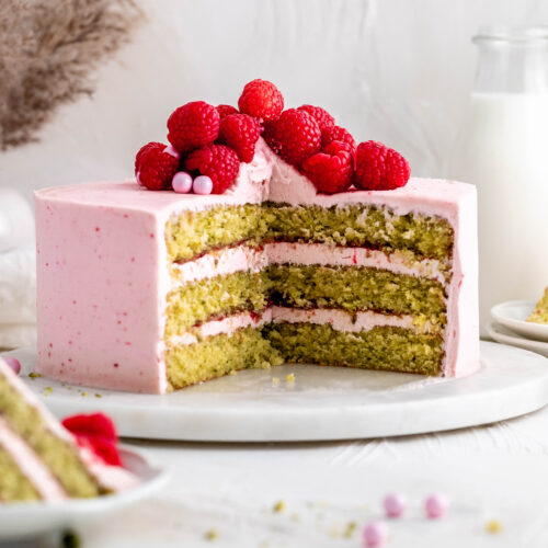 Raspberry Pistachio Cake - Julie Marie Eats