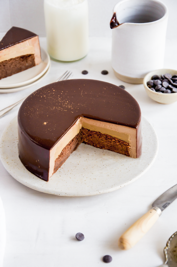 Chocolate and Caramel Mousse Cake - Julie Marie Eats