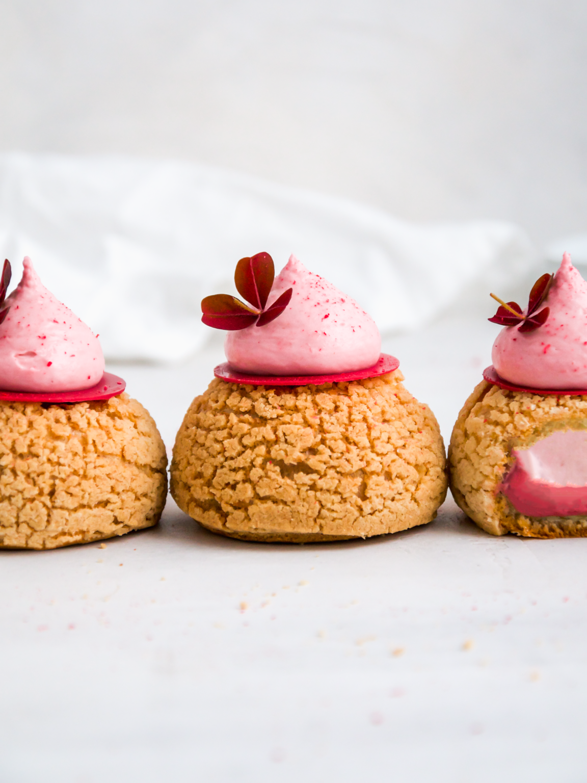 Raspberry Choux au Craquelin - Julie Marie Eats
