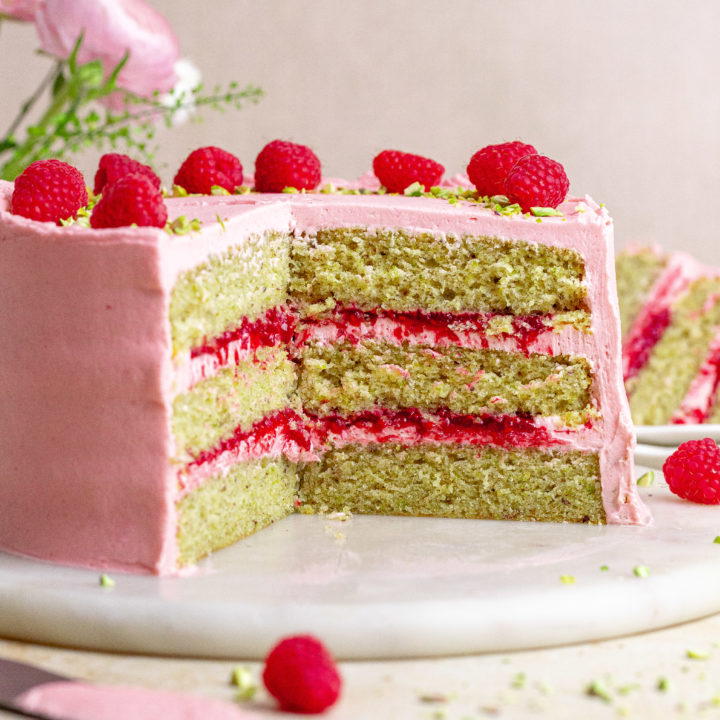 Raspberry Pistachio Cake - Julie Marie Eats