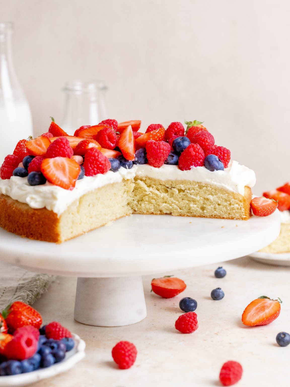 Fresh Berry Cream Cake - Julie Marie Eats