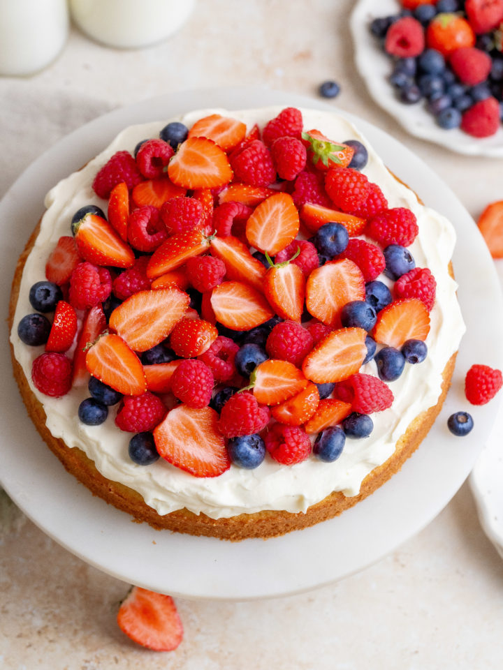 Fresh Berry Cream Cake - Julie Marie Eats