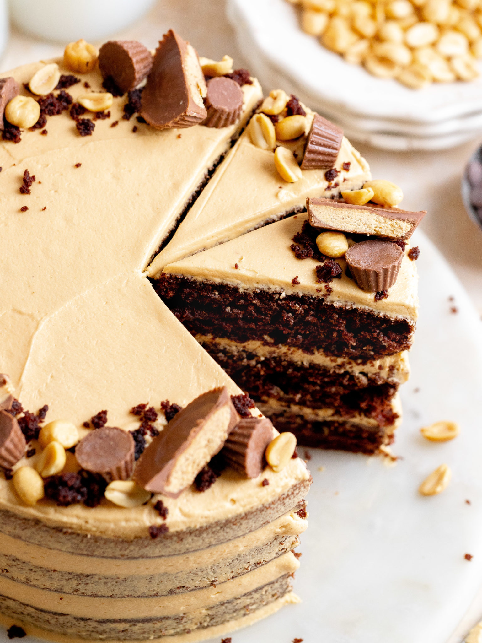 Simple Peanut Butter Chocolate Cake - Julie Marie Eats