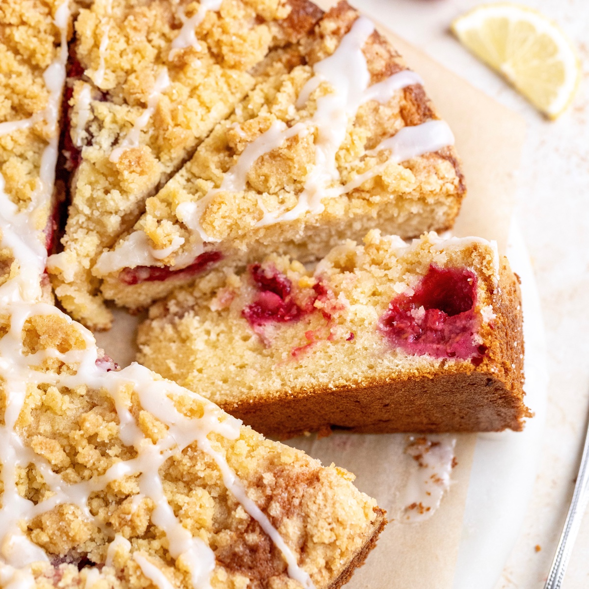 Raspberry Lemon Coffee Cake - Julie Marie Eats