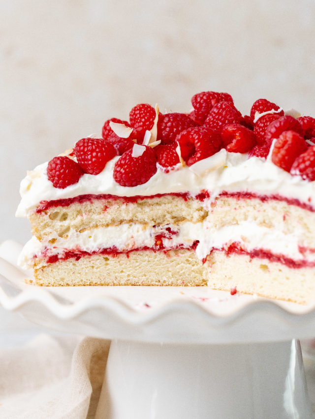 Coconut Raspberry Cake with Coconut Cream - Julie Marie Eats